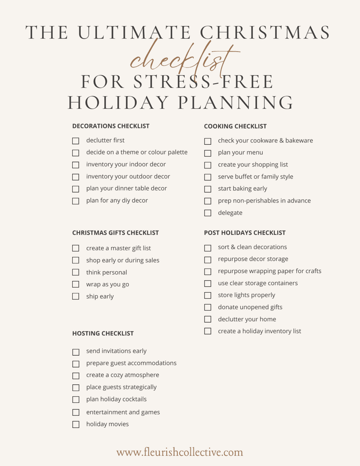 My Ultimate Christmas Checklist for Stress-Free Holiday Planning | Fleurish Collective